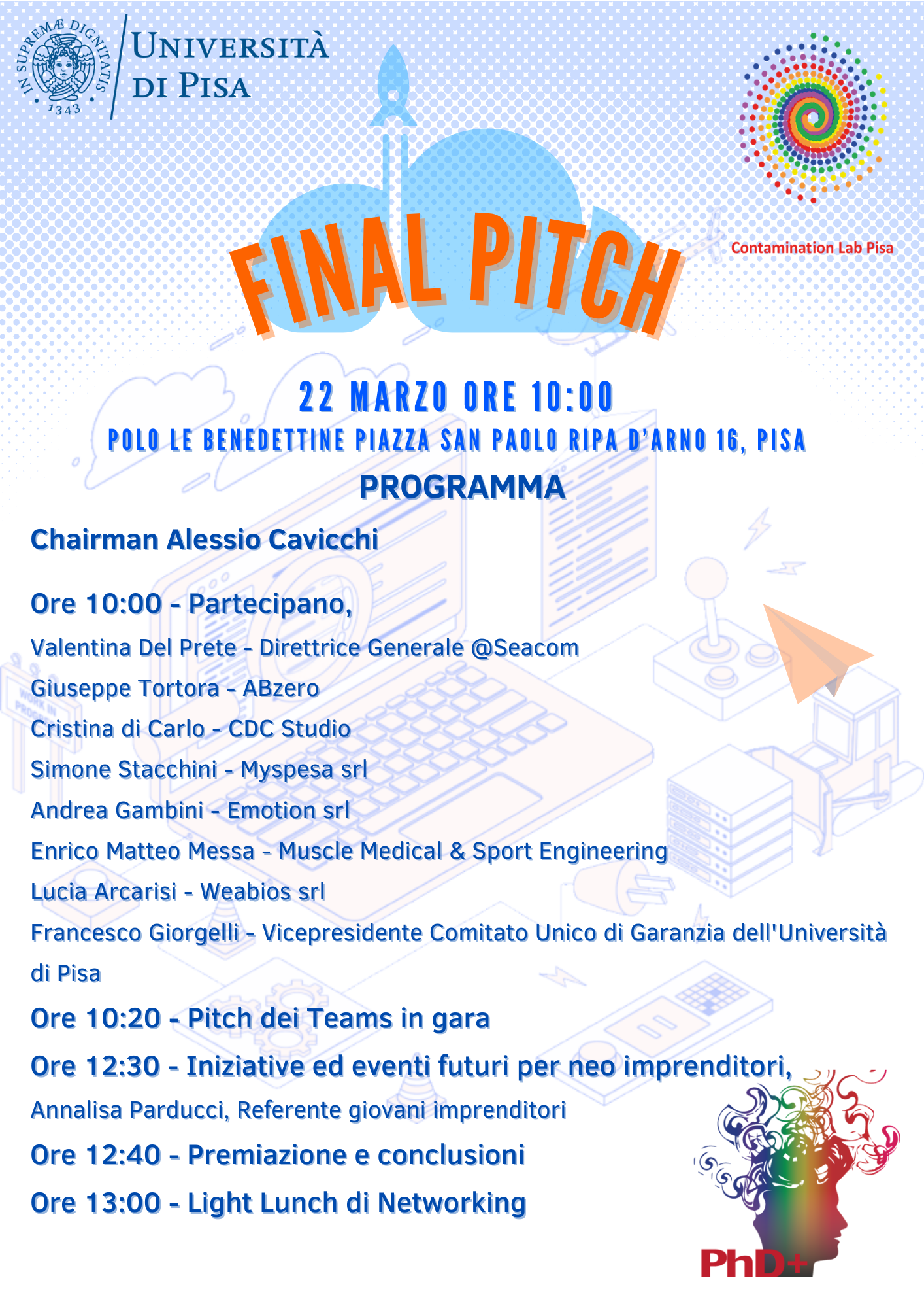 Final Pitch PhD+ 2023 - L'evento - Contamination Lab